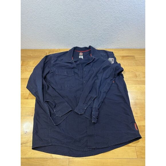 Shirts | 1 Series Navy Blue Work Shirt Long Sleeve Buttonup Uniform ...